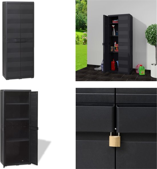 vidaXL Tuinkast met 3 schappen zwart - Tuinkast - Tuinkasten - Tuin ...