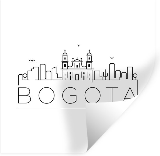 Muurstickers - Sticker Folie - Skyline "Bogota" zwart op wit - 30x30 cm ...