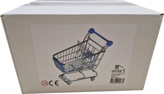 Mini winkelwagentje - Blauw 14 cm - Speelgoed Boodschappenwagen | bol