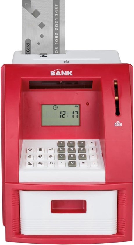 Digitale Spaarpot - Met muntenteller - Elektrische spaarpot - Geldautomaat - Rood -... | bol