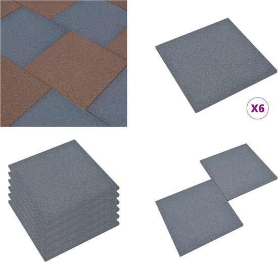 vidaXL Valtegels 6 st 50x50x3 cm rubber grijs - Valmat - Valmatten ...
