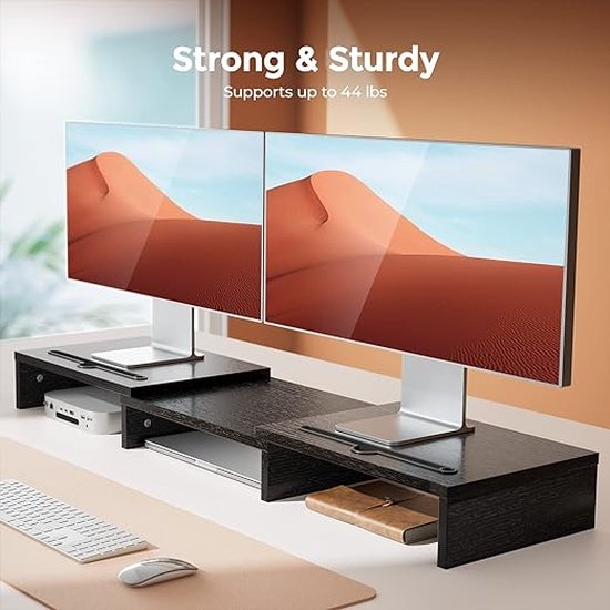 Monitor standaard Houten - Verstelbare lengte en hoek - PC monitor ...