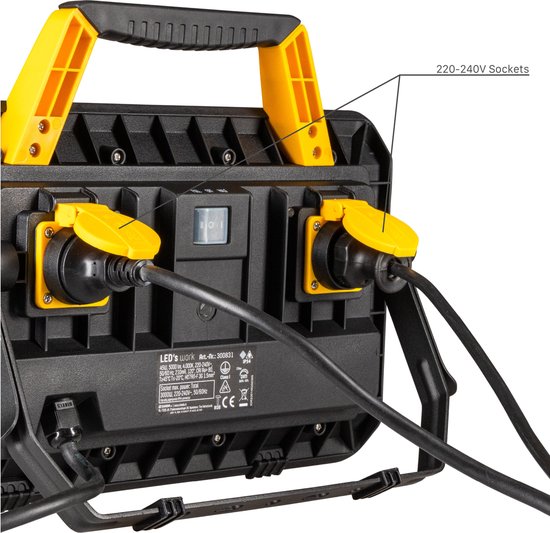 LED's Work Bouwlamp 9200 - 2 extra stopcontacten - 5 meter snoer - IP54 ...