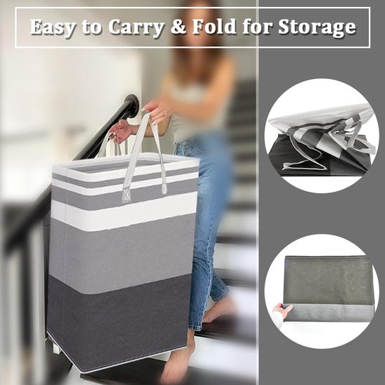 2-pack wasmand, 75 liter opvouwbare wasverzamelaar, opbergmand, grote wasmand met... | bol