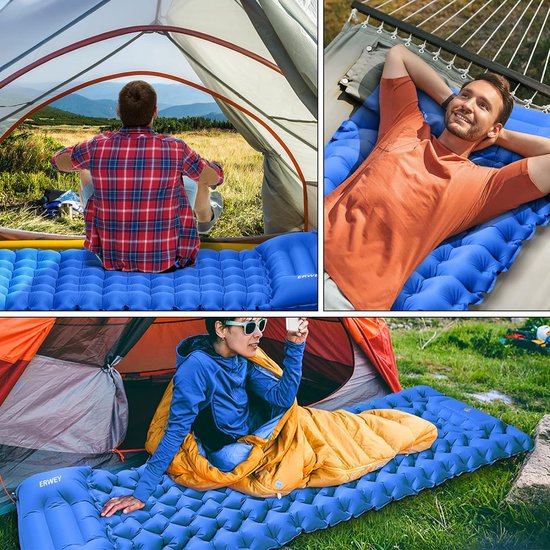 Camping isomat, zelfopblazend, 200 x 70 cm, opblaasbaar luchtmatras met ...