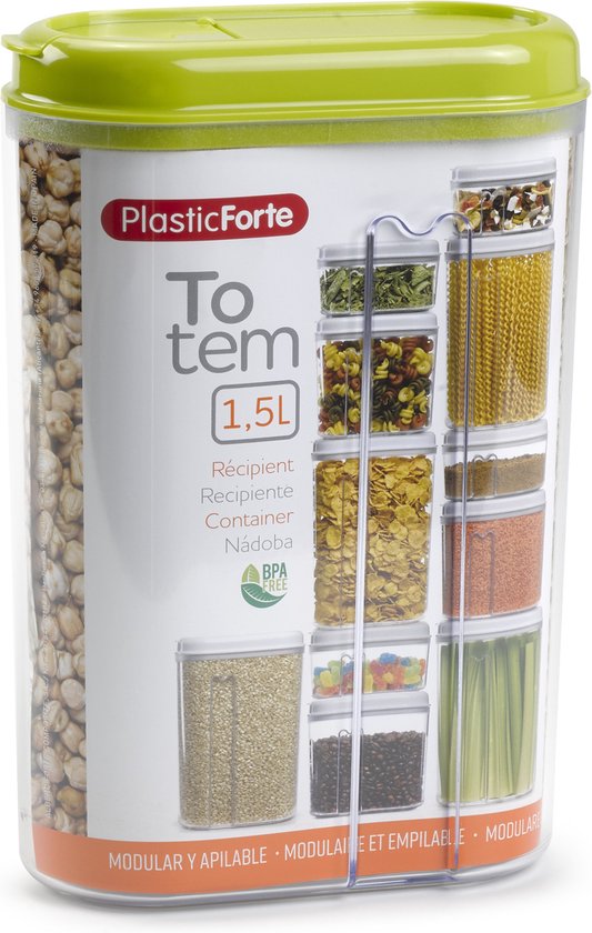 Plasticforte Voedselcontainers set - 4 stuks - groen - 2350ml en 1500ml ...