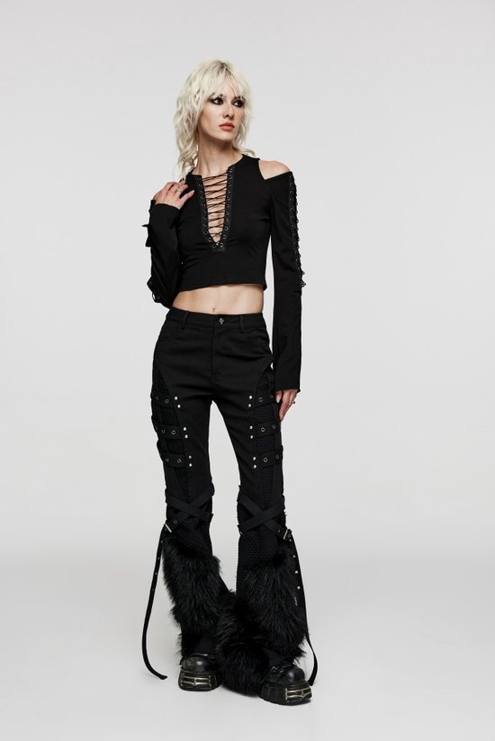 Punk Rave - Demon Doll Flared broek - XL - Zwart/Rood | bol