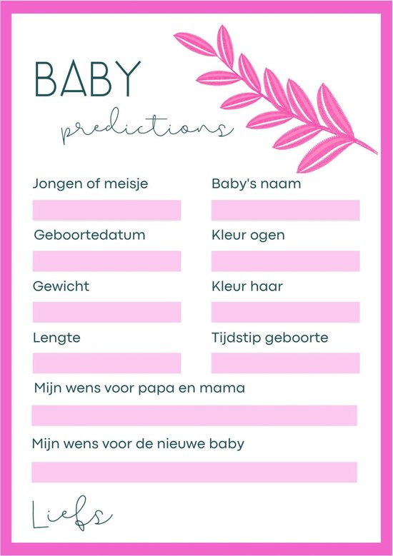 Babyshower spellen - Babyshower invulkaarten - Baby - Spellen - Zwanger ...