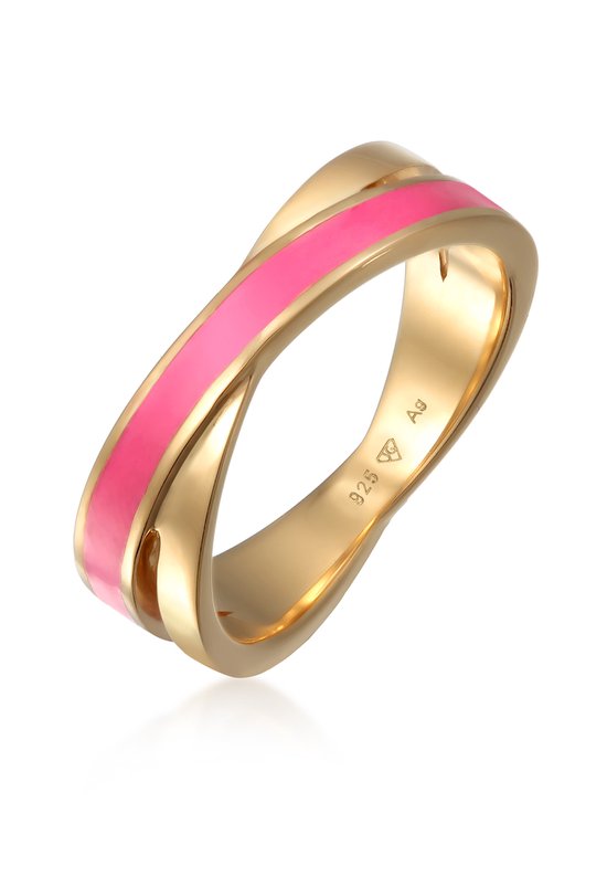 Elli Dames Ring Dames Wikkel Modern met wit Emaille in 925 Sterling ...