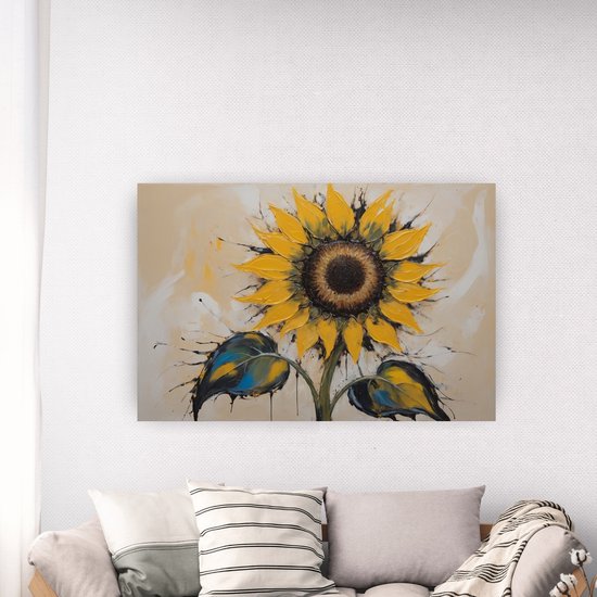 Zonnebloem Jackson Pollock stijl poster - Bloemen poster - Posters ...