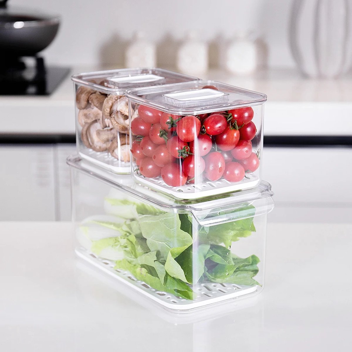 Clever Storage Koelkast Bak - 6539 - Stapelbaar, Met deksel, BPA-vrij | bol