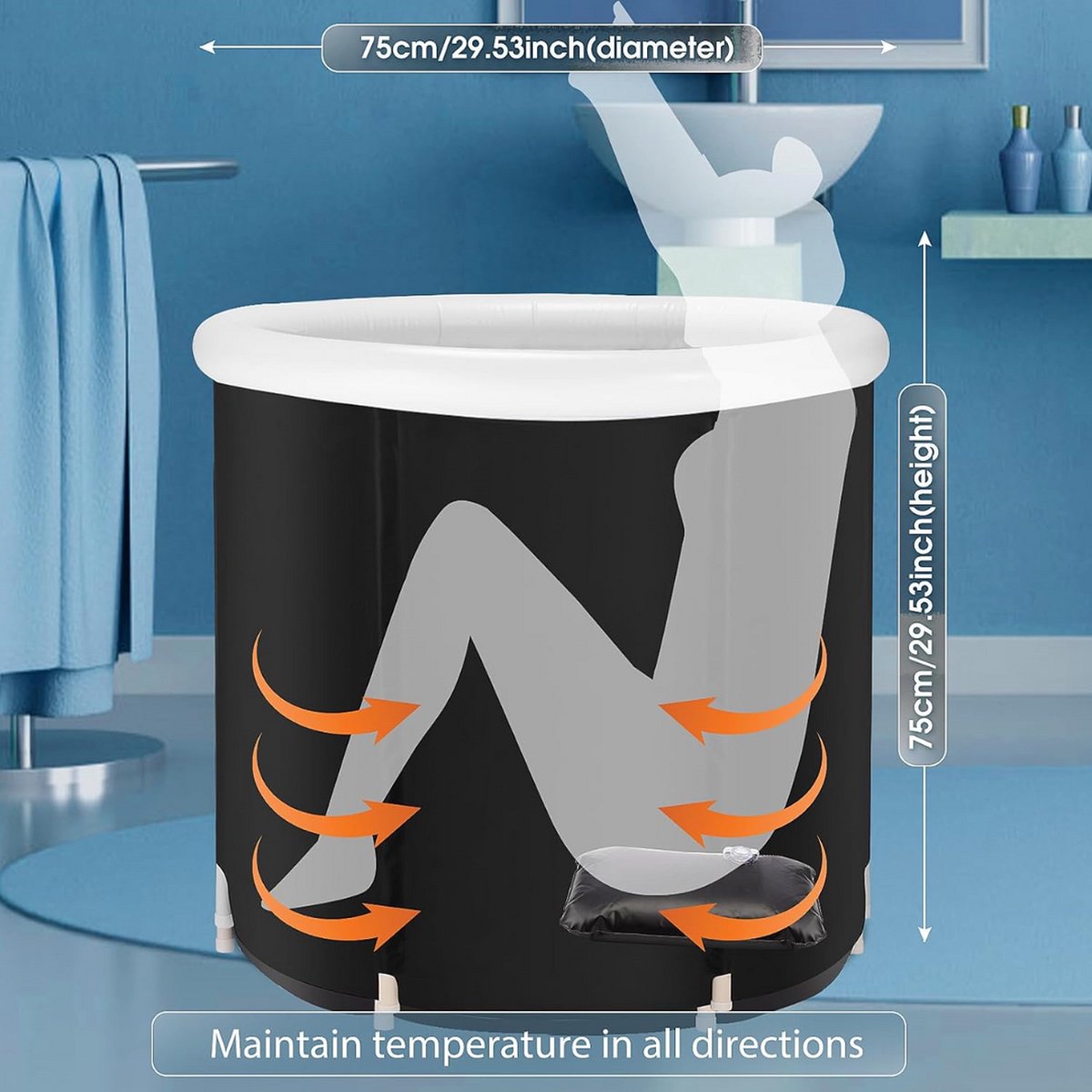 Ijsbad - Zitbad - Ice Bath - 300 Liter - Dompelbad - Zwart - Met ...