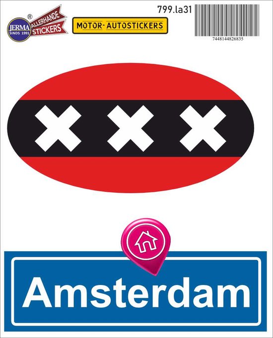 Amsterdam steden vlaggen auto sticker set 2 stickers | bol