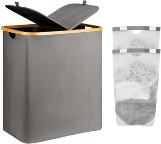 Wasmand Riet - Wasmand Riet Met Deksel - Wasmand Bamboe - Donker Grijs ...