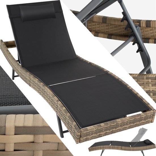 tectake® - Wicker modern ligbed Delphine - Loungebed Zonnebed - kleur ...