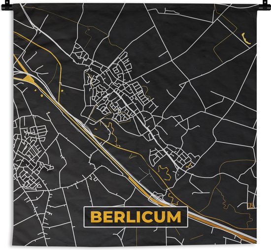 Wandkleed - Wanddoek - Kaart - Goud - Berlicum - Plattegrond ...