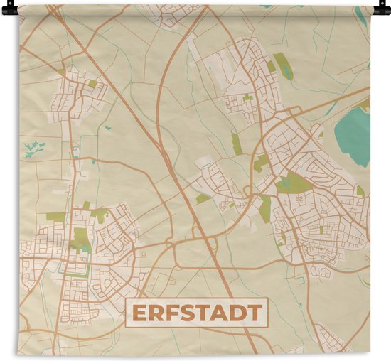 Wandkleed - Wanddoek - Erfstadt - Stadskaart - Plattegrond - Vintage ...