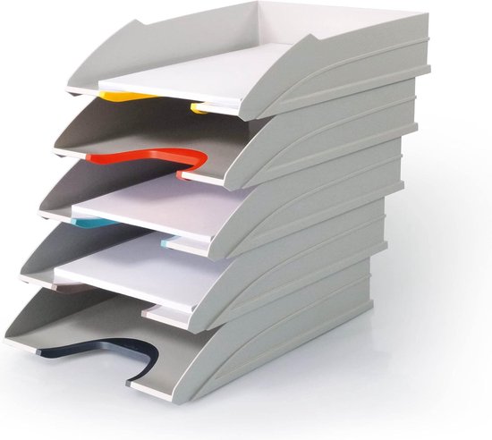 brievenbak A4 (Varicolor Mix) archiefsysteem met 5 vakken, wit met ...