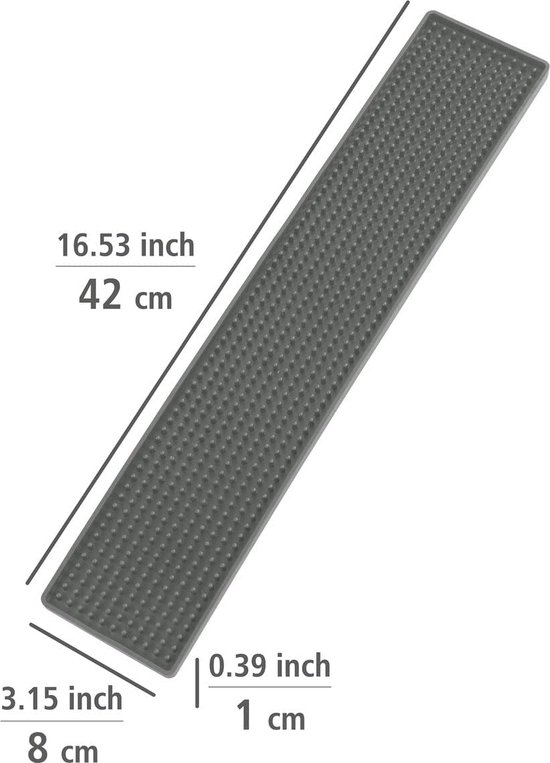 Afdruipmat Slim, extra smalle rubberen mat met noppenstructuur voor het ...