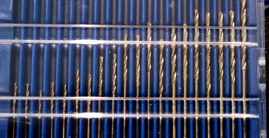 Set van 20 heel fijne boortjes met diamant coating (tussen 0,34mm en 0 ...