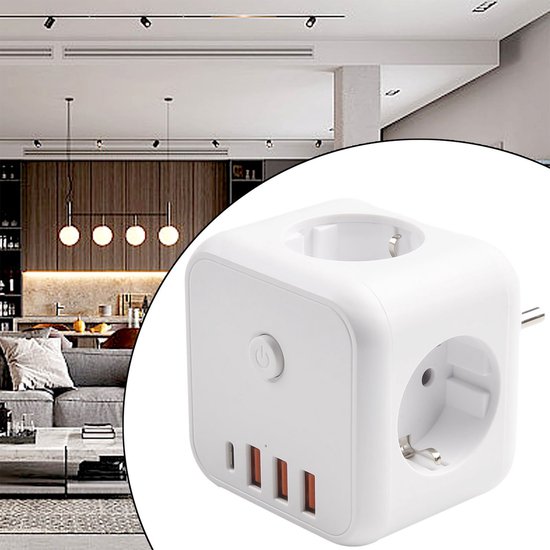 Socket Cube Zonder Kabel, 3 AC-Aansluitingen, Socket Cube met 3 USB A ...