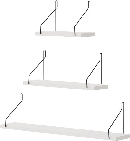 Wandplank, zwevende plank, set van 3, zwevende houten plank, wandplank diepte 15 cm,... | bol