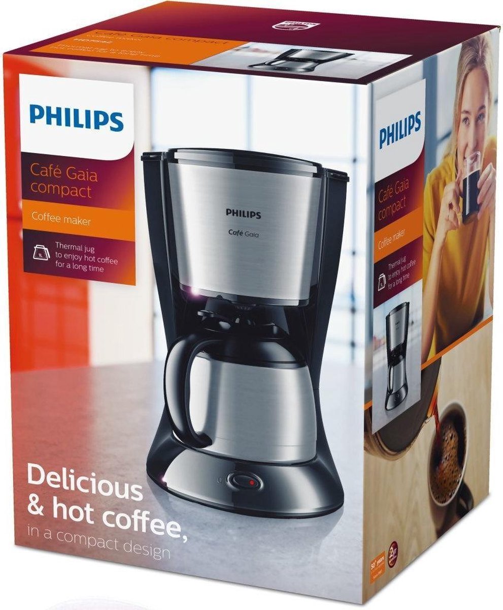 Philips HD7542/20 Café Gaia Compact Koffiezetapparaat RVS/Zwart | bol