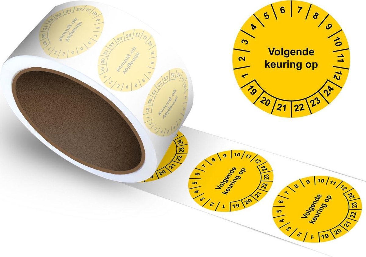 Keuringssticker Volgende keuring op Ø 20 mm - 1100 stickers (op rol) - 68,50 | bol
