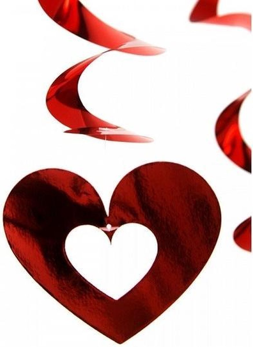 10x Hangdecoratie swirls/rotorspiralen Rode hartjes - Valentijnsdag ...