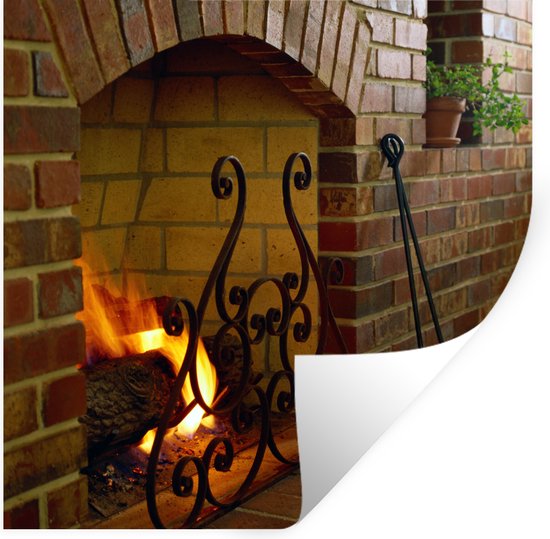 Muurstickers - Sticker Folie - Vuur in een open haard - 50x50 cm ...