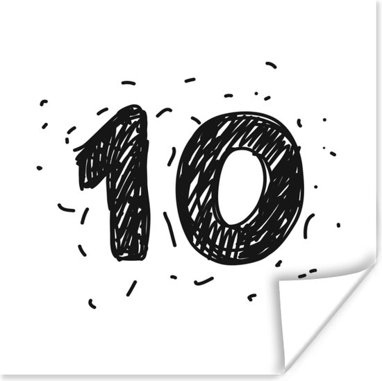 Poster Nummer 10 tekening - 50x50 cm | bol