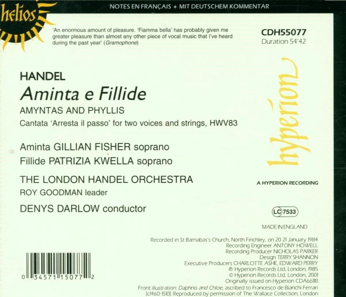 Gillian Fisher, Patrizia Darlow, London Handel Orchestra, Denys Darlow ...