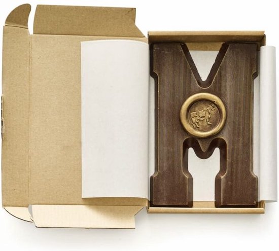 De Bonte Koe Chocolade | handgemaakte Chocoladeletter 'V' |Puur| 1 x ...