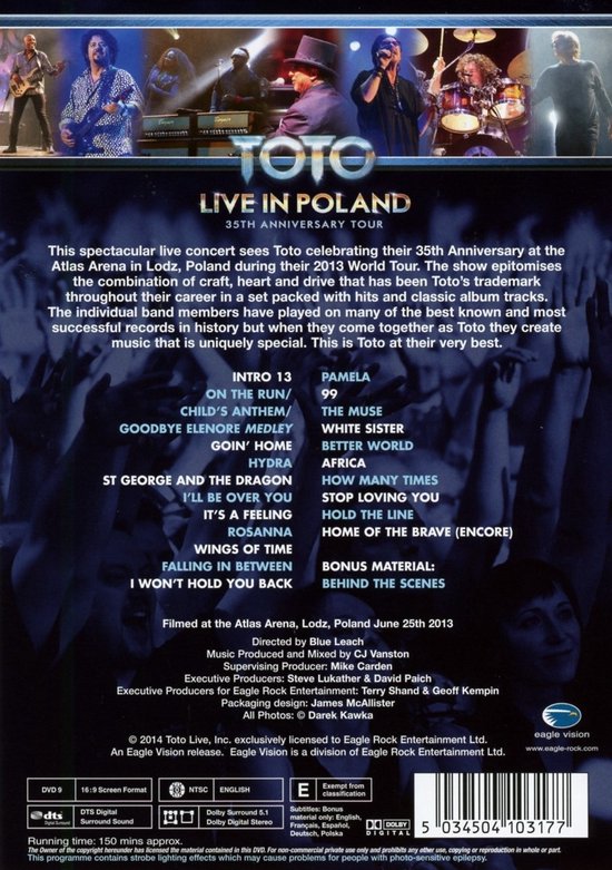 Toto - 35th Anniversary Tour - Live In Poland (DVD) (Anniversary Edition), Toto | Muziek | bol.com