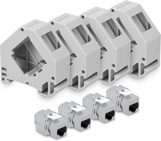 kwmobile 4 keystone adapters voor CAT6A kabels - Set van 4 keystone ...