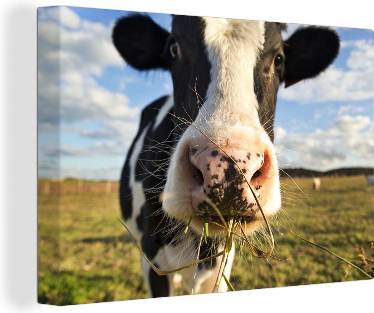 Tableau Peinture Vaches - Ferme - Herbe - 140x90 cm - Décoration murale ...