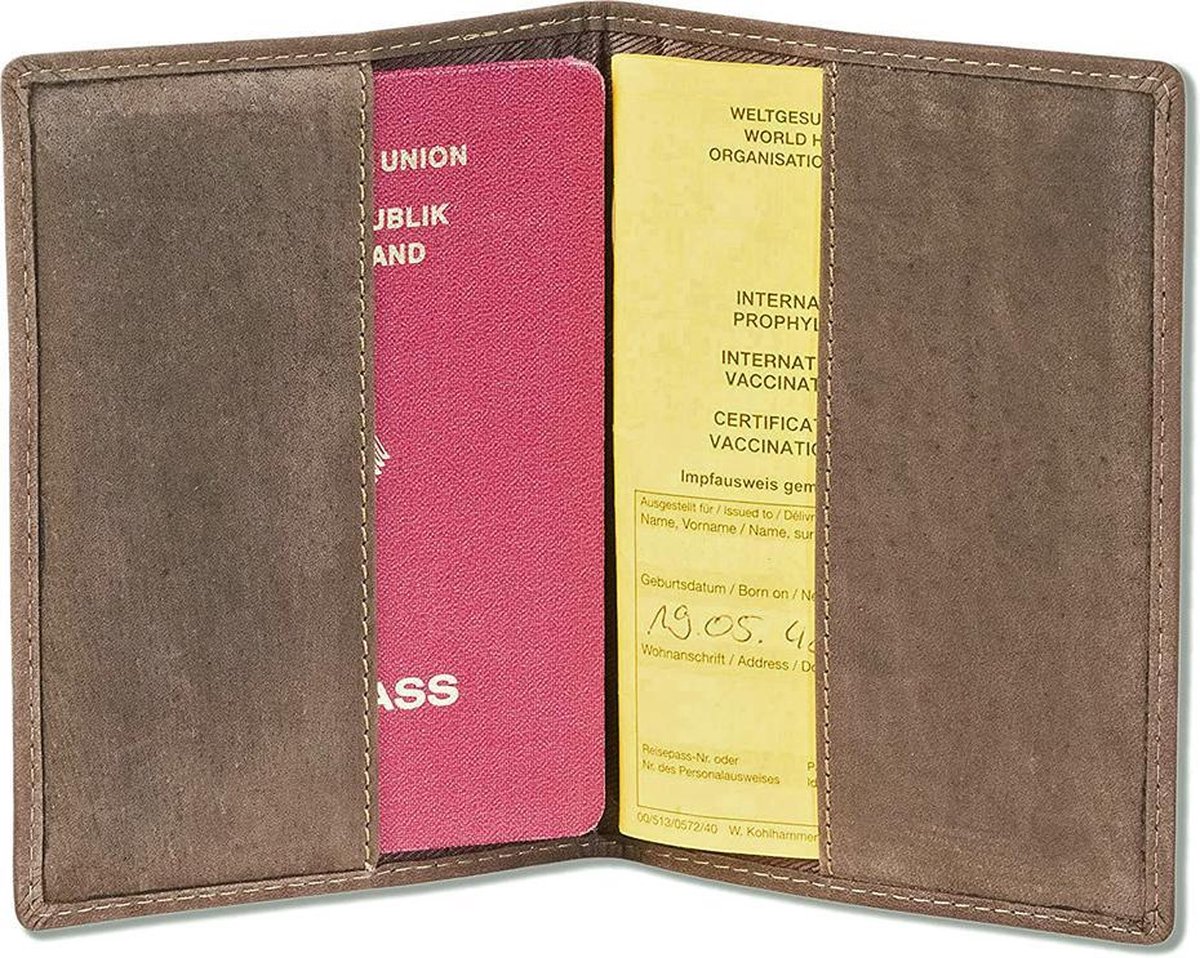 Woodland Leren Etui voor Paspoort en Gele Boekje - Echt Leer ...