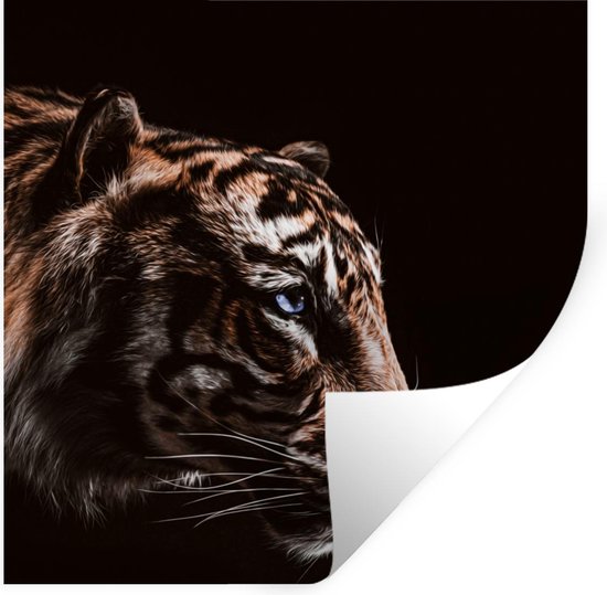 Muurstickers - Sticker Folie - Tijger - Dieren - Zwart - 30x30 cm - Plakfolie -... | bol