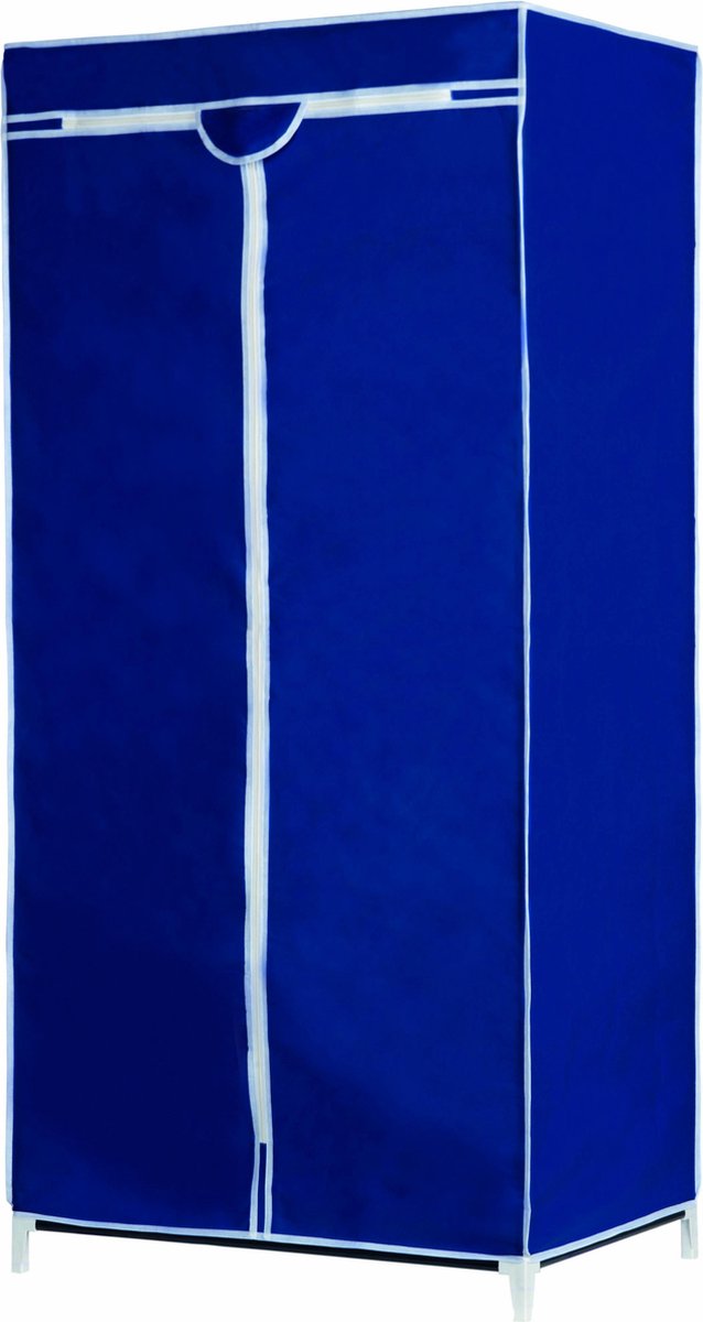 Kledingkast - textiel - opvouwbaar - blauw - rits - 160 x 75 x 50 cm ...