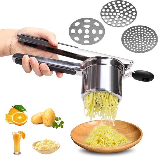 Aardappelpers, aardappelstamper met 3 verwisselbare spätzlezeefs,... | bol
