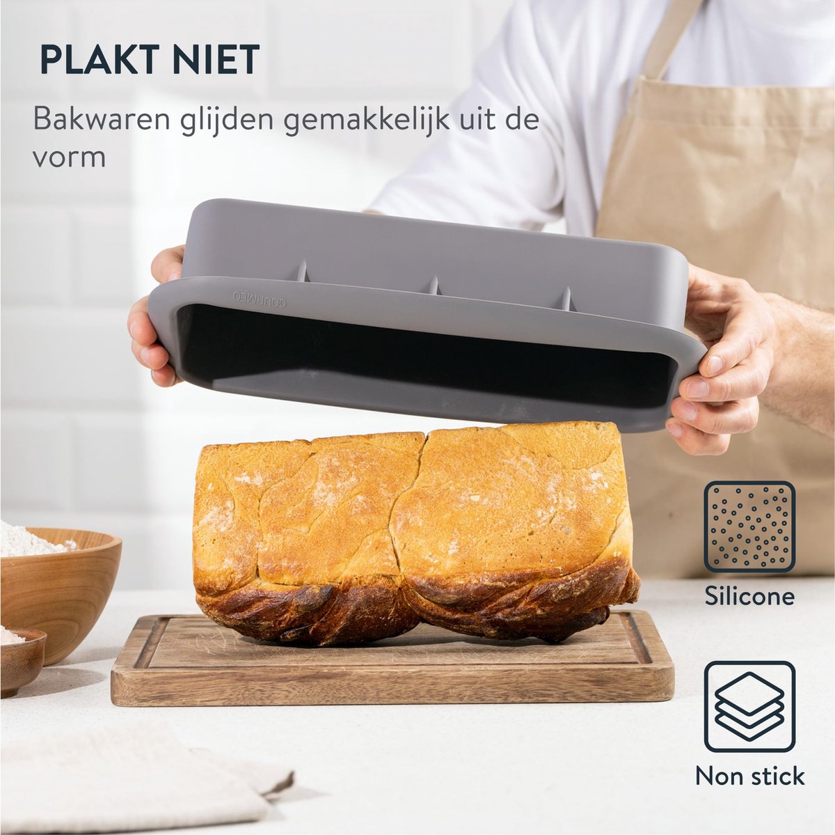 GOURMEO Siliconen bakvorm - voor cake en brood - met anti-aanbaklaag ...