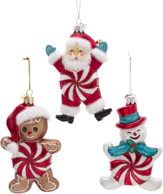 Kurt S. Adler Kerstornament - Gingerbread, Kerstman, Sneeuwpop Snoep ...