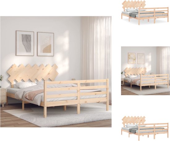 vidaXL Bedframe Massief Grenenhout - King Size 150x200 cm - Met ...