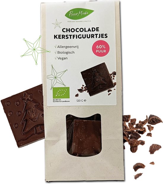 Chocolade Kerstfiguurtjes Puur allergeenvrij - 120g - BIO | bol