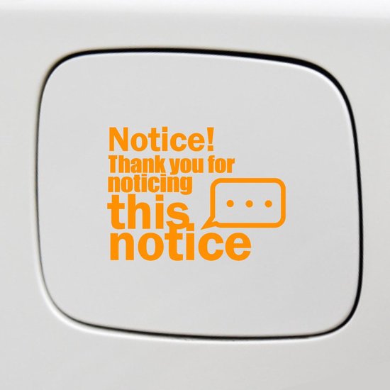 Bumpersticker - Thank You For Noticing This Notice - 14x10 - Oranje | bol