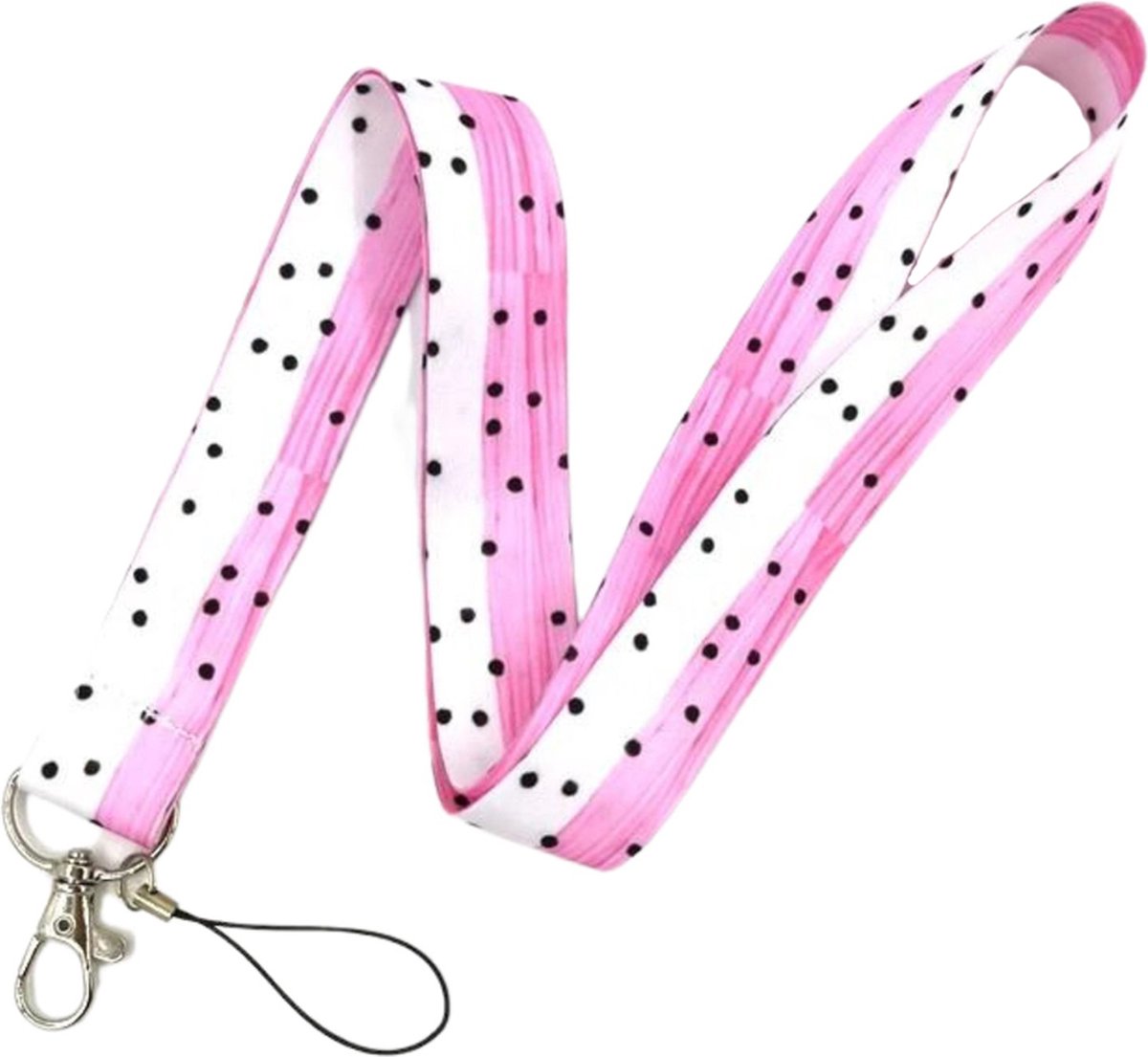 Keycords - stevig keycord Dots Pink-White - lanyard - sleutelkoord ...
