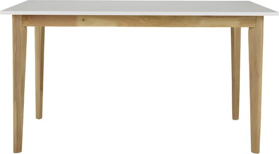 Uittrektafel CARINE - 6 tot 8 personen - Massief hevea en MDF - Wit L 180 cm x H 75 cm... | bol