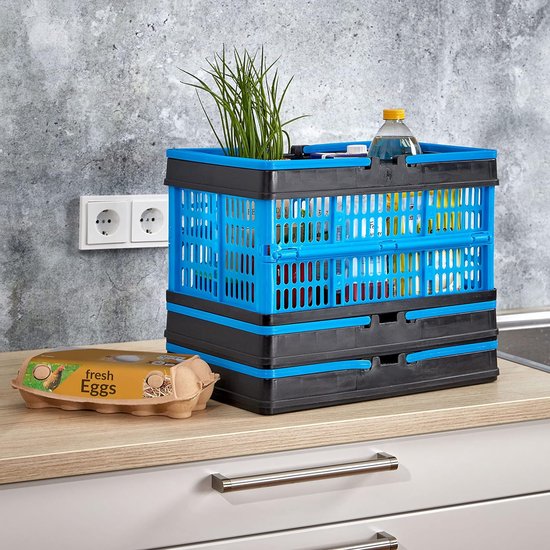 Small Folding Box with Handle, Set of 3, Blue, 16 L each, Foldable Box ...