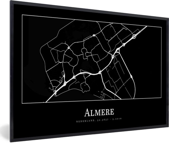 Fotolijst incl. Poster - Stadskaart - Almere - Kaart - Plattegrond ...