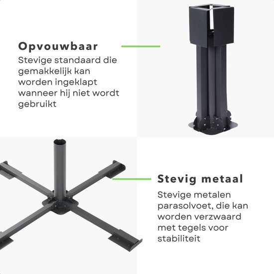 Cheqo® Metalen Parasolvoet - Inklapbaar - Extra Stevig - Verzwaren met ...